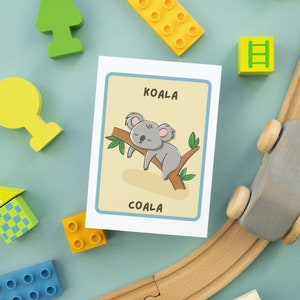 49 BILINGUAL ANIMAL Flash Cards - English & Spanish Alphabet Learning ...