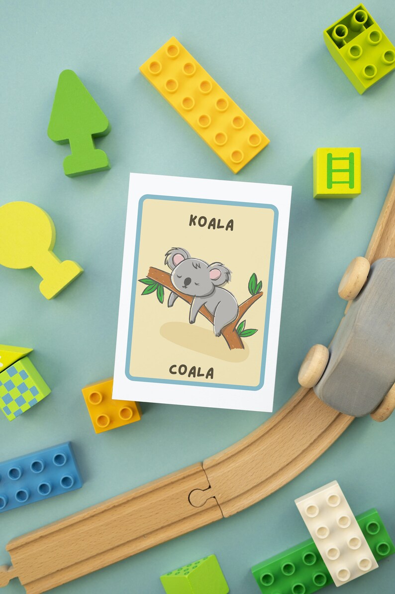 49 BILINGUAL ANIMAL Flash Cards - English & Spanish Alphabet Learning ...