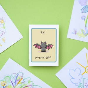 49 BILINGUAL ANIMAL Flash Cards - English & Spanish Alphabet Learning ...