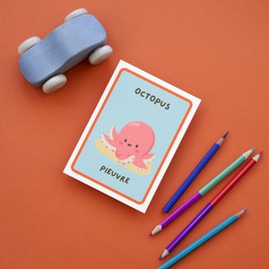 49 BILINGUAL ANIMAL Flash Cards - English & French Alphabet Learning ...
