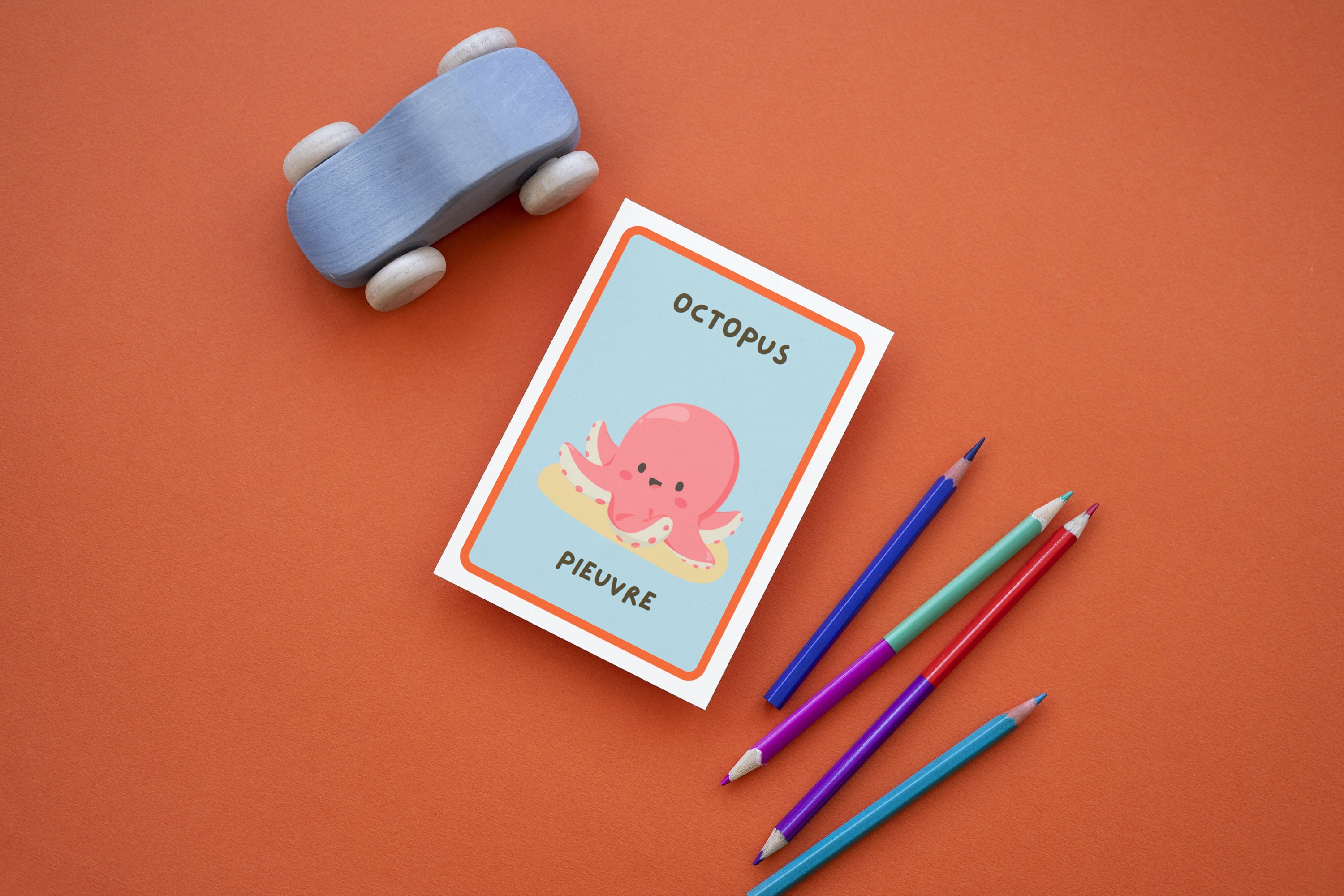 49 BILINGUAL ANIMAL Flash Cards - English & French Alphabet Learning ...