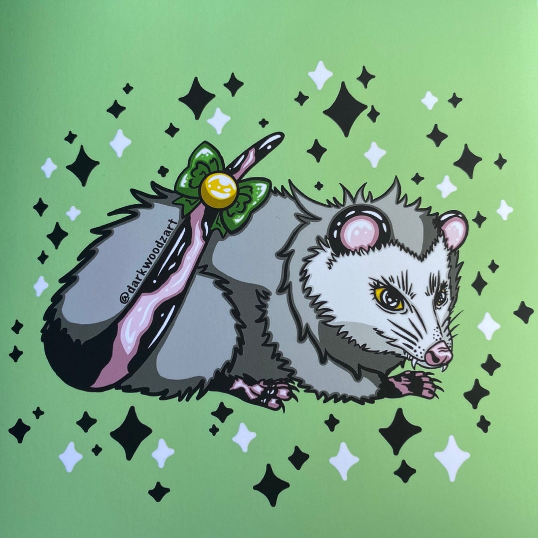 Pretty Opossum 5x5 Giclee Print - Wall Goth Pop Art Room Decor Animal ...