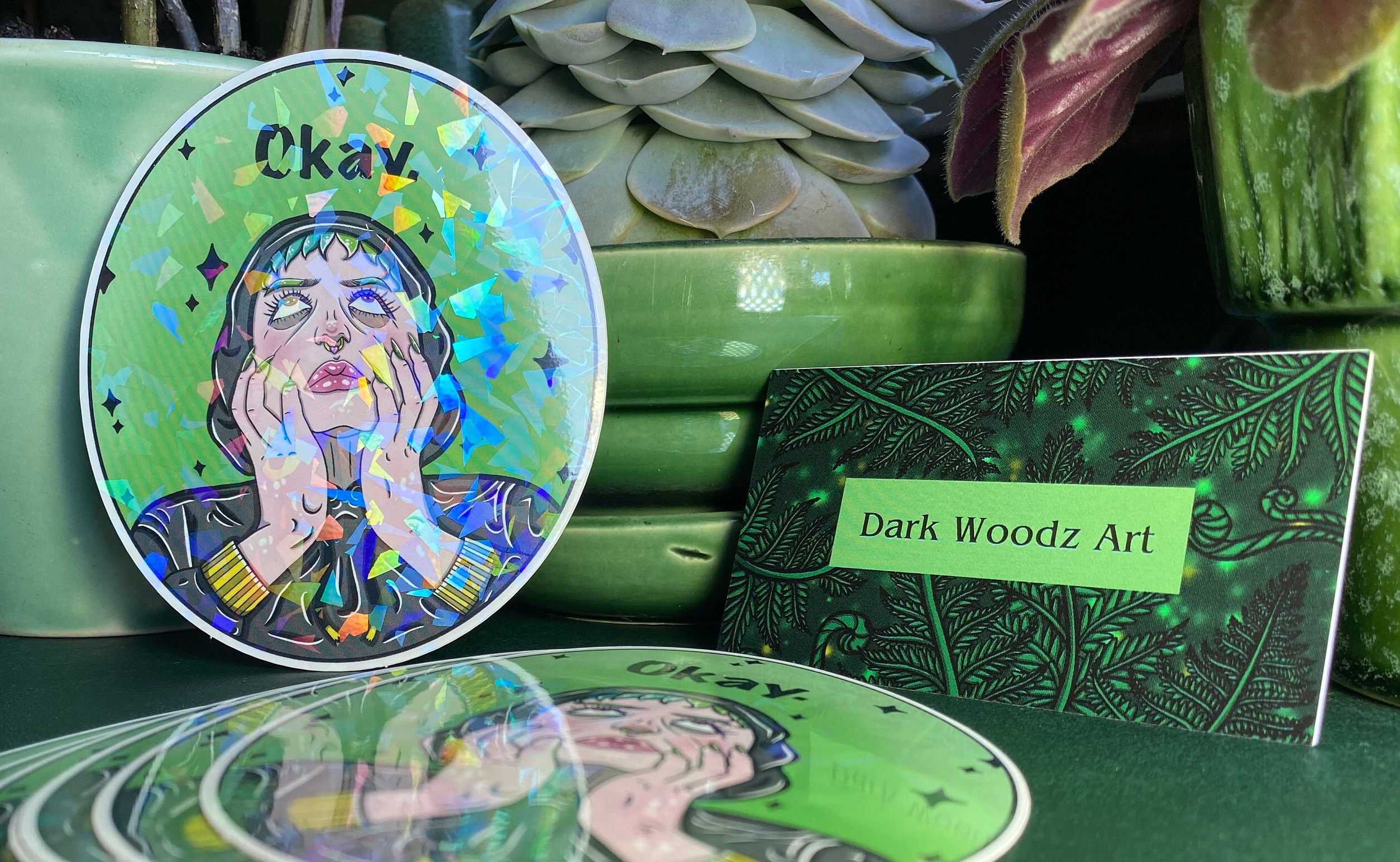 Okay. Holographic Sticker Waterproof Tumbler Laptop Goth Vinyl Annoyed ...