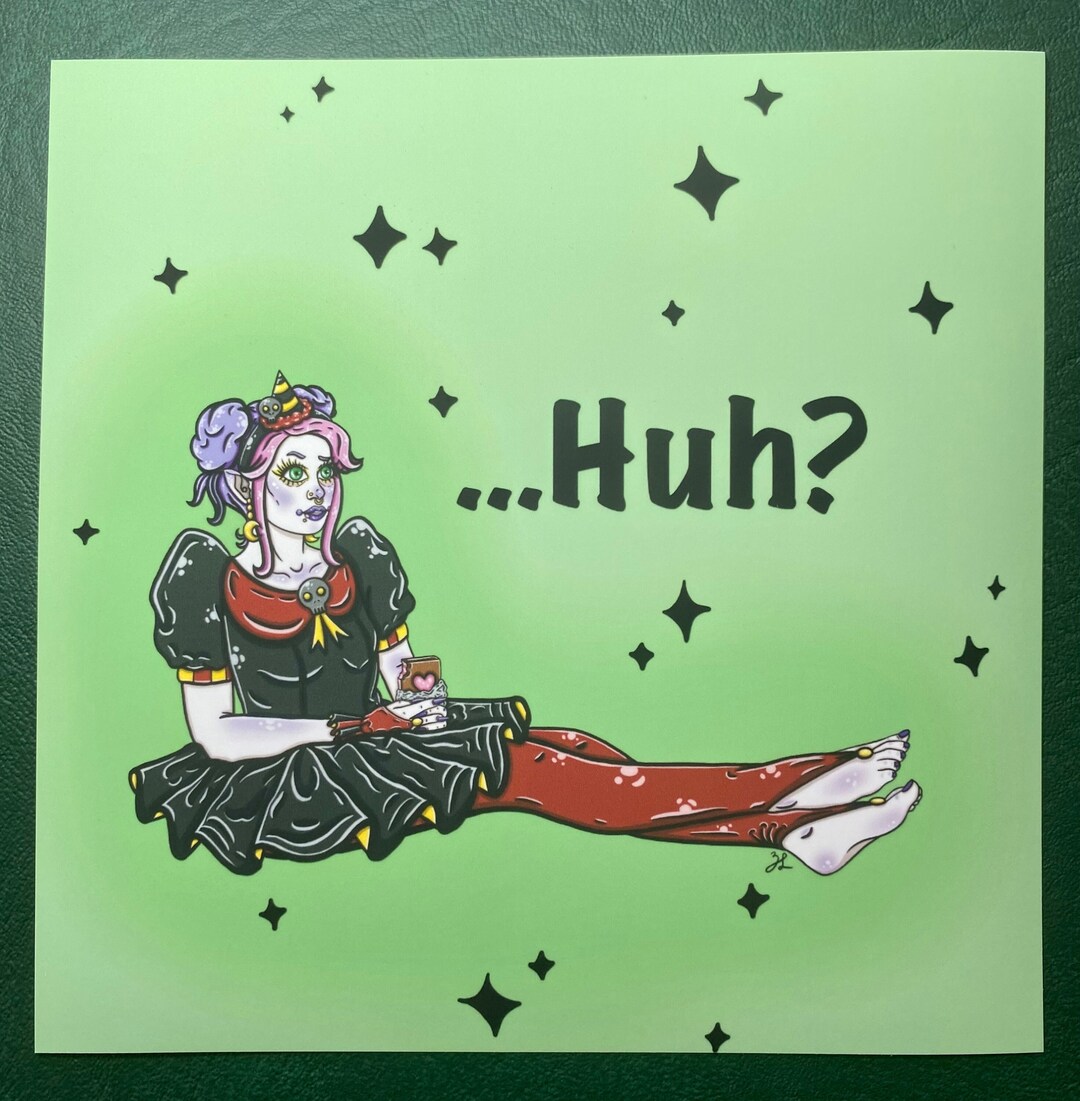 Huh? 5x5 Giclee Print - Goth Clown Girl Wall Circus Room Decor Art Gift ...