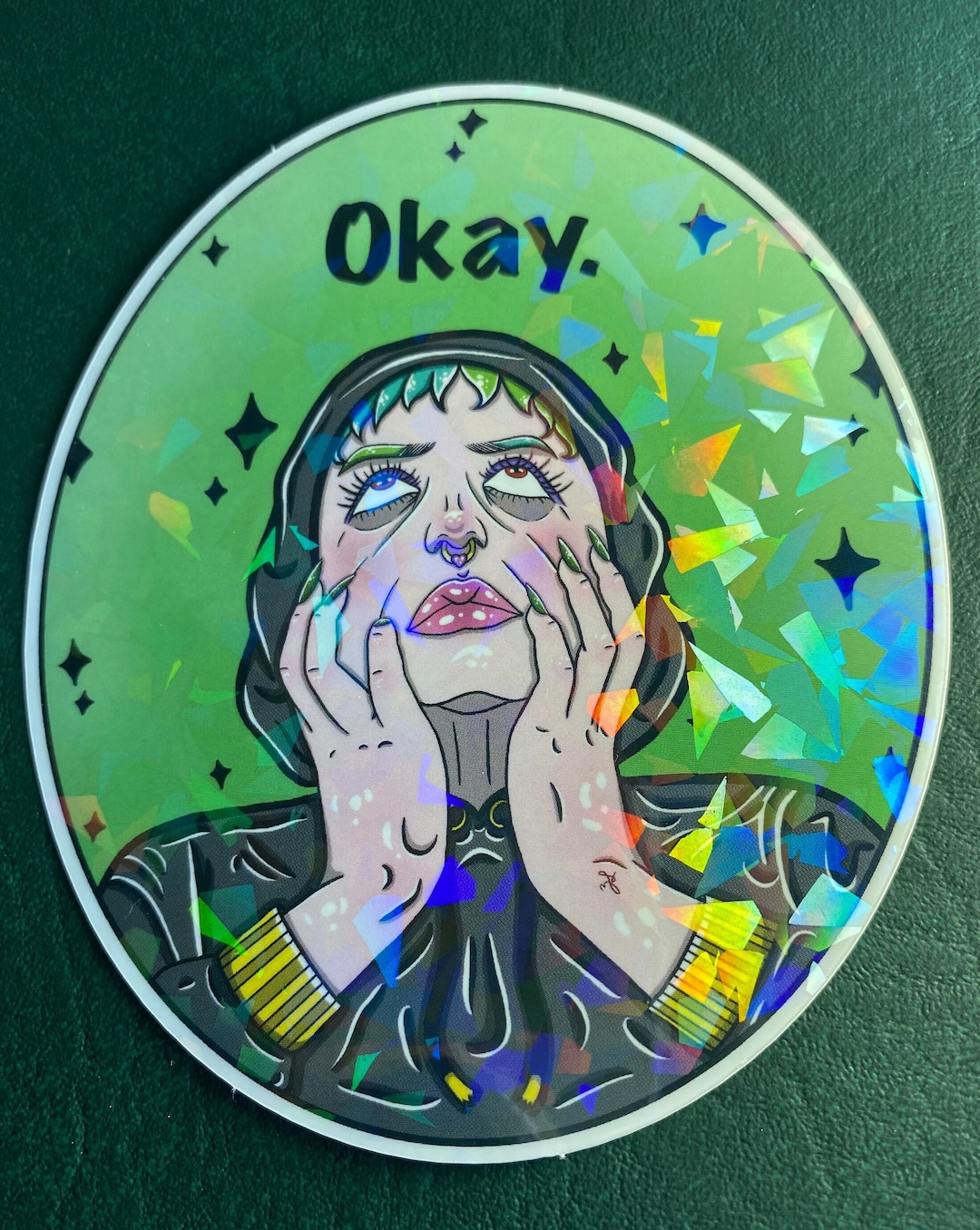 Okay. Holographic Sticker - Waterproof Tumbler Laptop Goth Vinyl ...