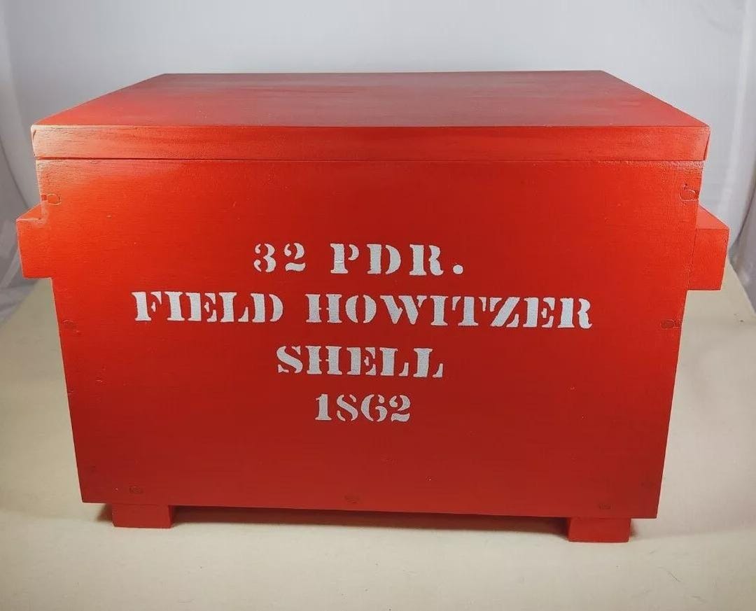 32 PDR. Field Howitzer Shell 1862 - Ammo Box - Red Wood Box - Civil War ...