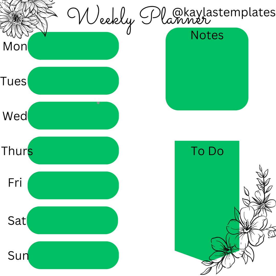 Digital Weekly Planner Template - Etsy