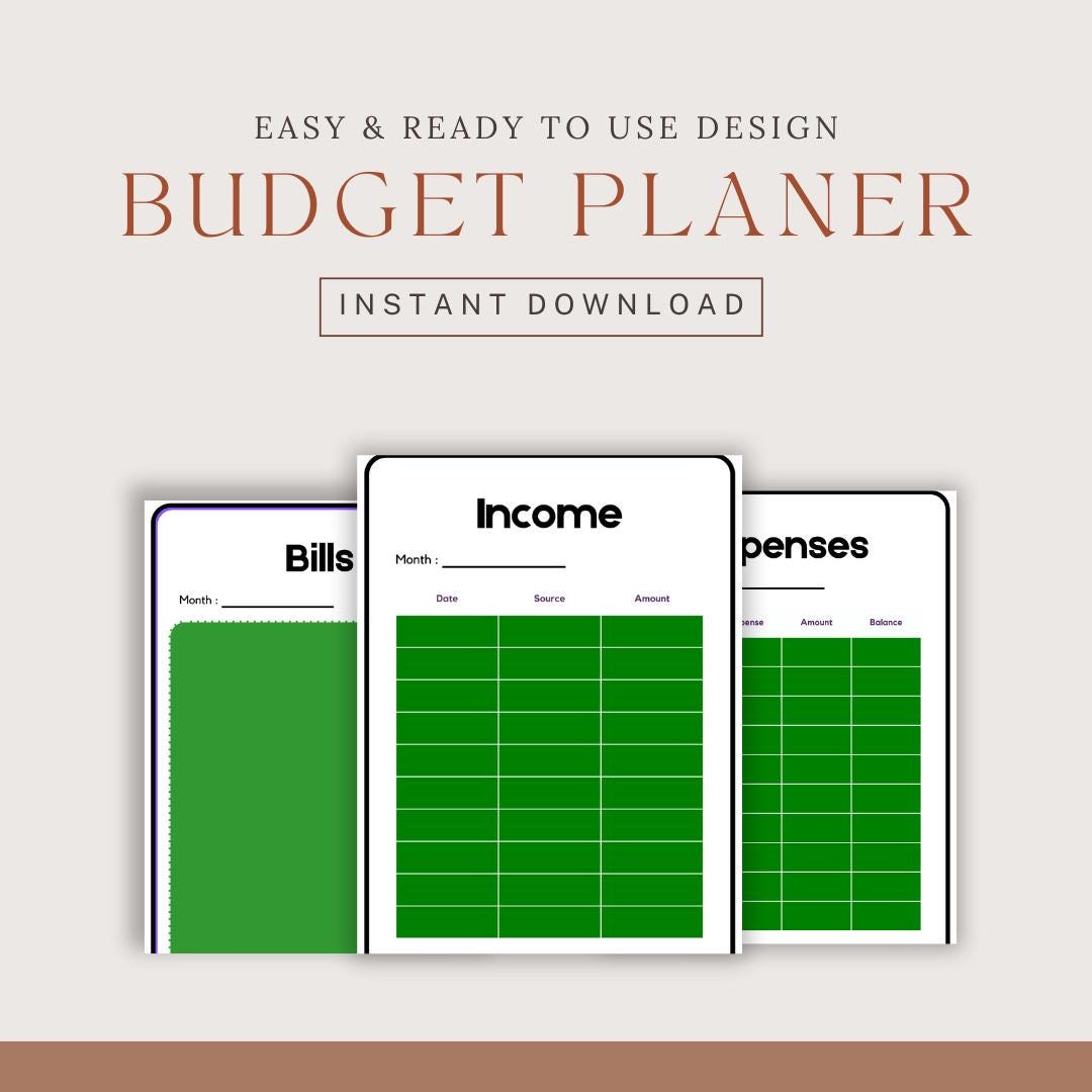 Green Aesthetic Budget Planner | Printable A4 Budget Tracker | Monthly ...