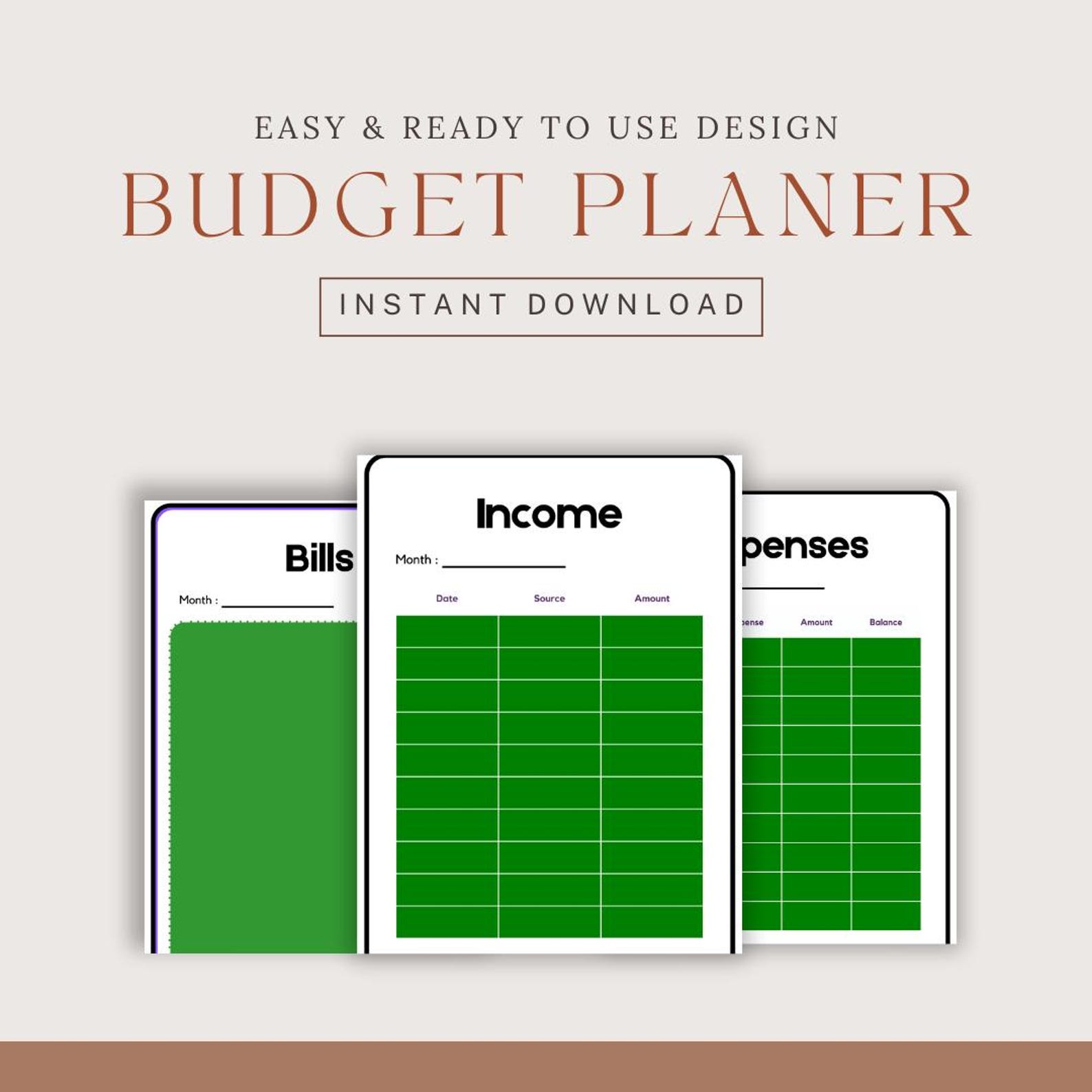 Green Aesthetic Budget Planner | Printable A4 Budget Tracker | Monthly ...