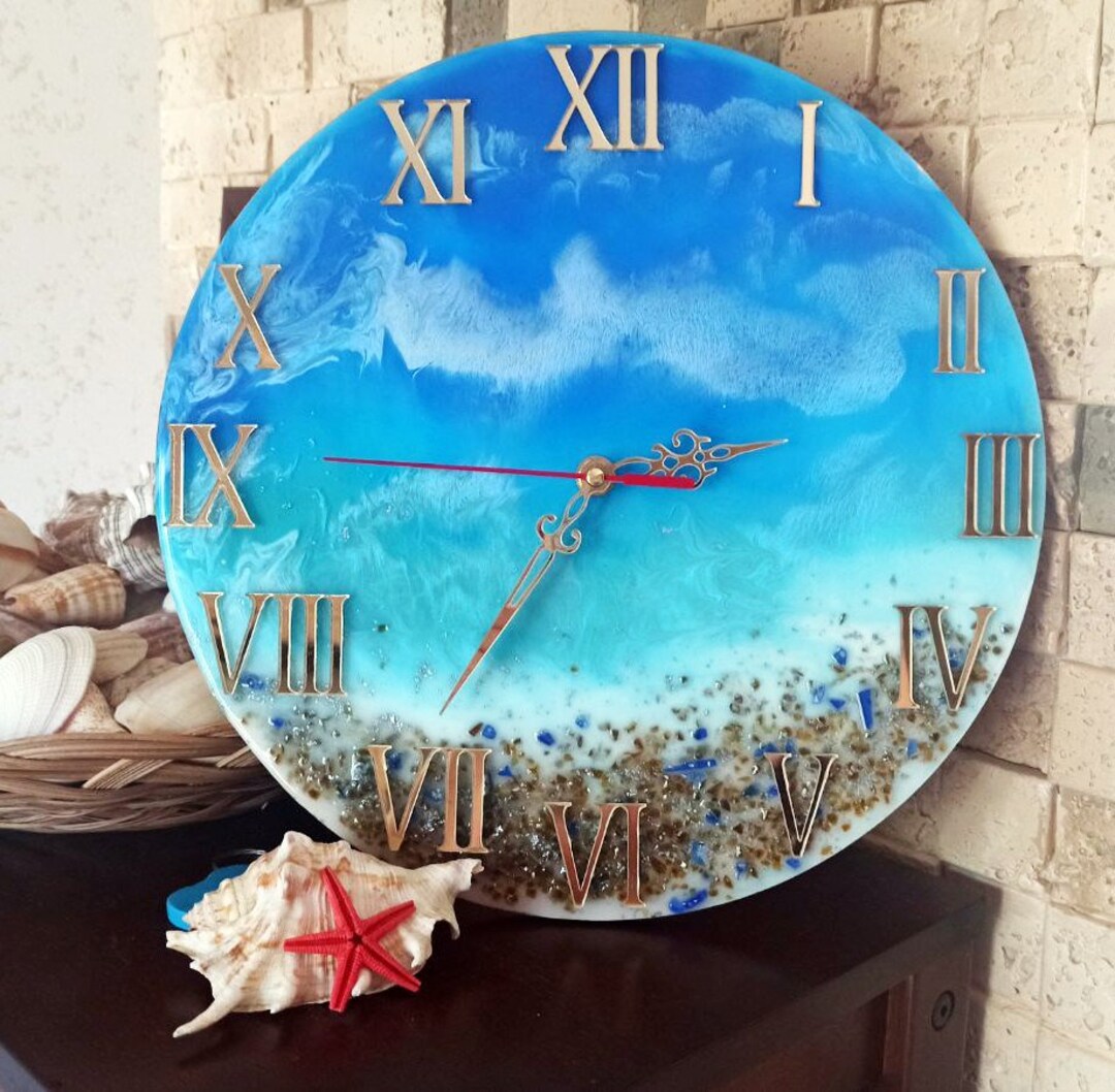 Epoxy Ocean Clock, Resin Wall Clock Colorful Decor Wall Clock, Colorful ...