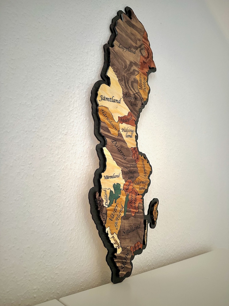Sweden Map Landskap Puzzle Laser Cutting Engrave, Map Wooden Map ...