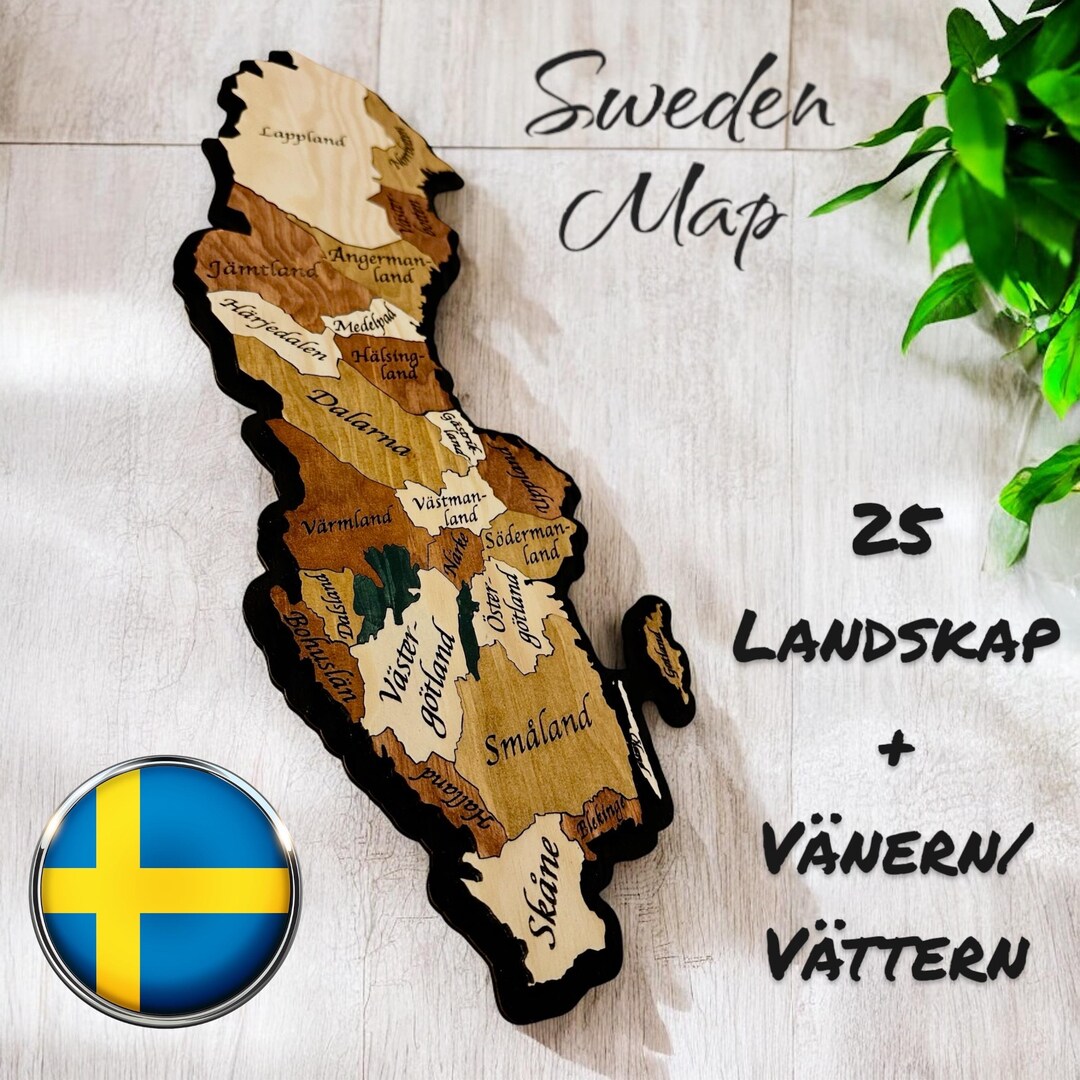 Sweden Map as Digital Download, Landskap Puzzle Laser Cut Engraved ...