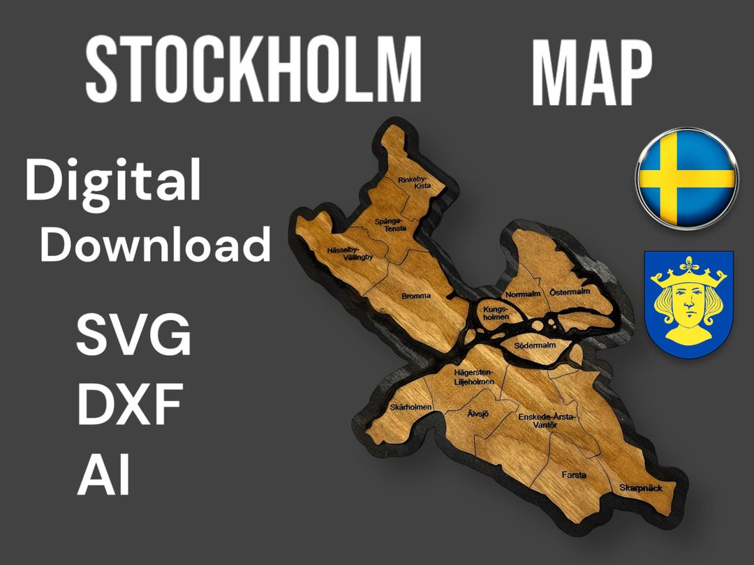 Stockholm City Districts Vector Files (.svg, .dxf, .ai) – Detailed Map ...