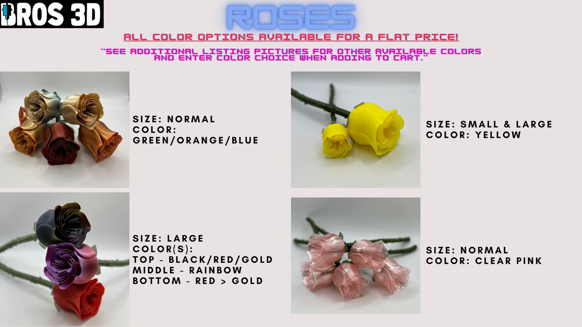 3D Printed Roses - Etsy