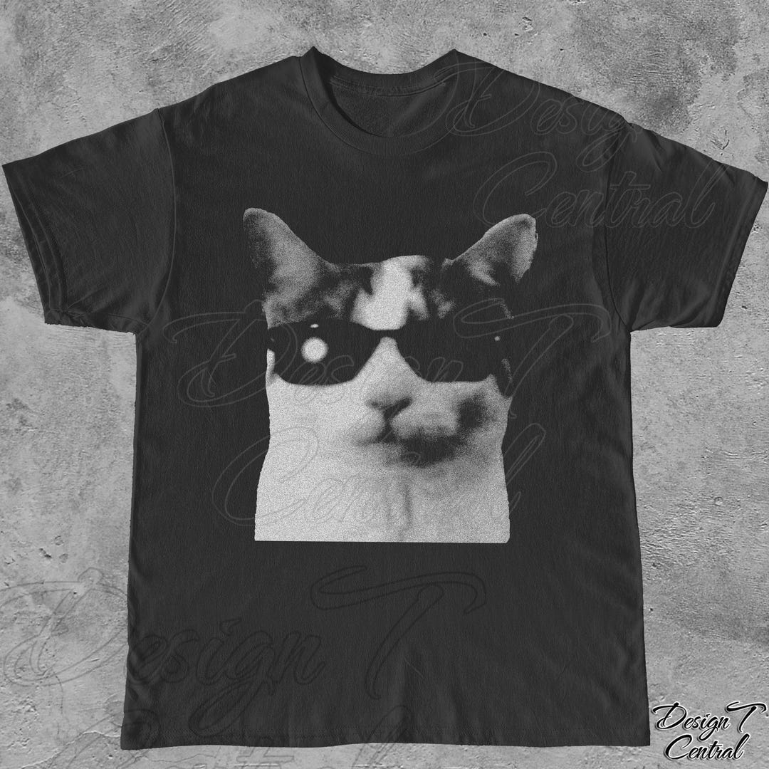 Sunglasses Cat Graphic Tshirt, Funny Cat Shirt, Black Shirt Cat Funny ...