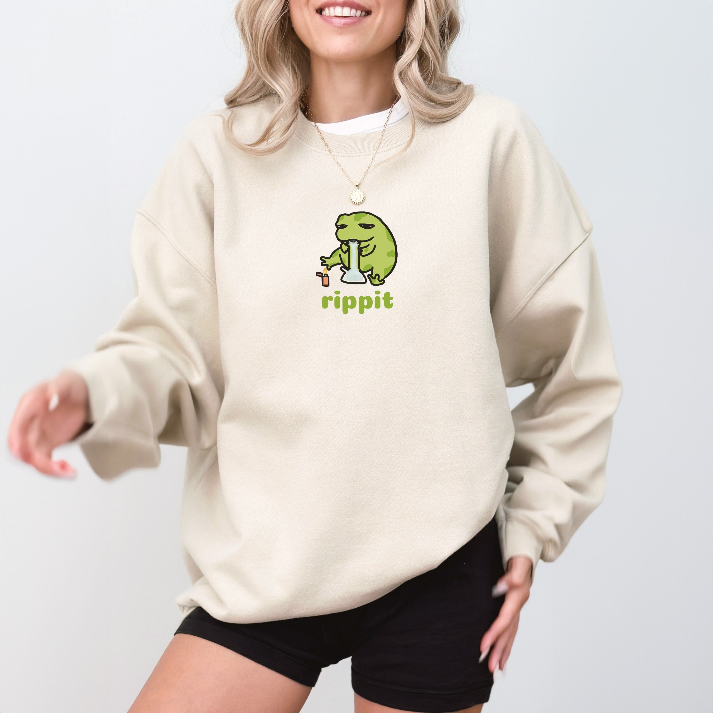 Rippit Funny Shirt, Frog Sweat Shirt, Frog Shirt, Stoner Shirt, Stoner ...