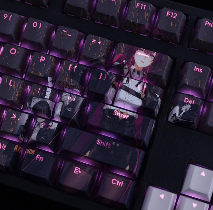 Custom Anime Girl Keycap Set Japanese Keycap, Anime Keycaps, Purple ...