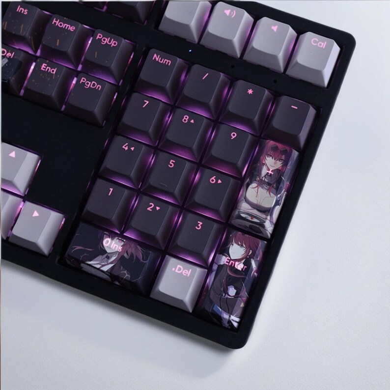 Custom Anime Girl Keycap Set Japanese Keycap, Anime Keycaps, Purple ...