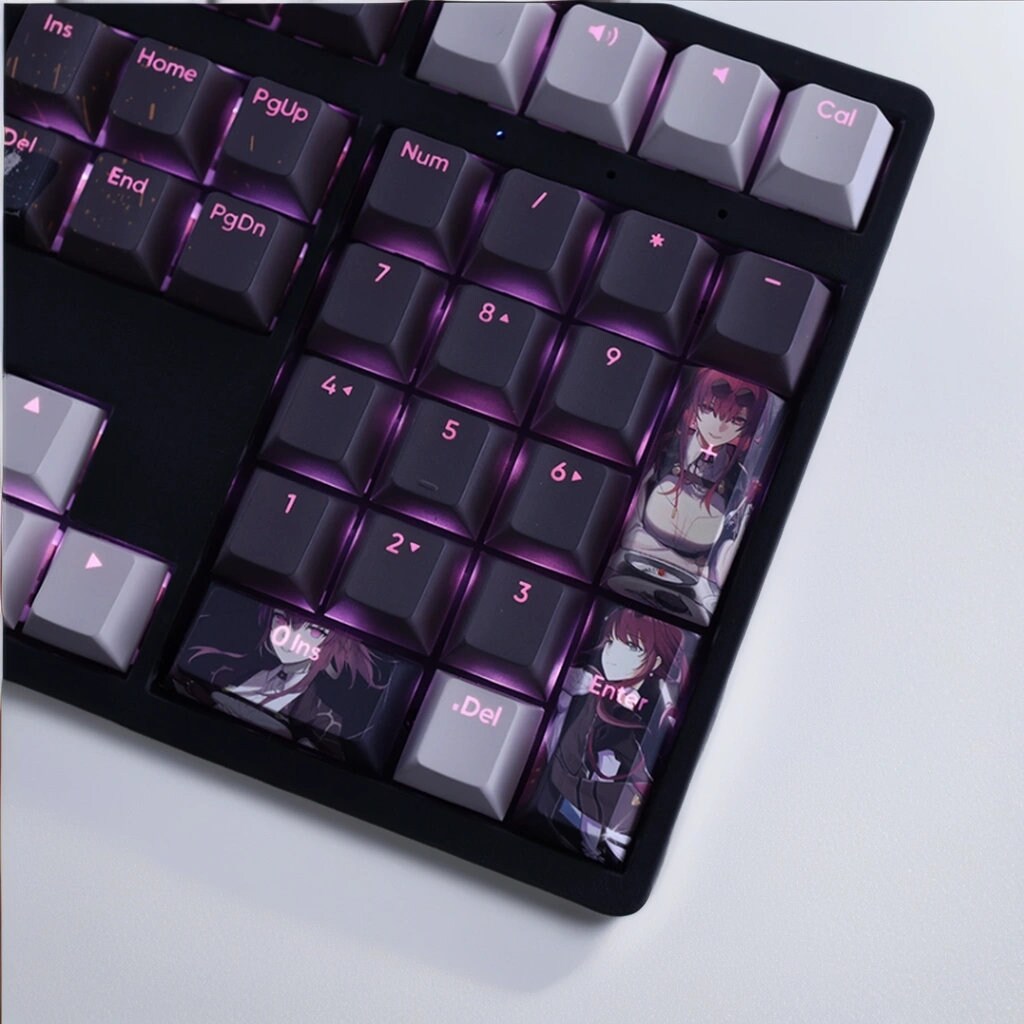 Custom Anime Girl Keycap Set Japanese Keycap, Anime Keycaps, Purple ...