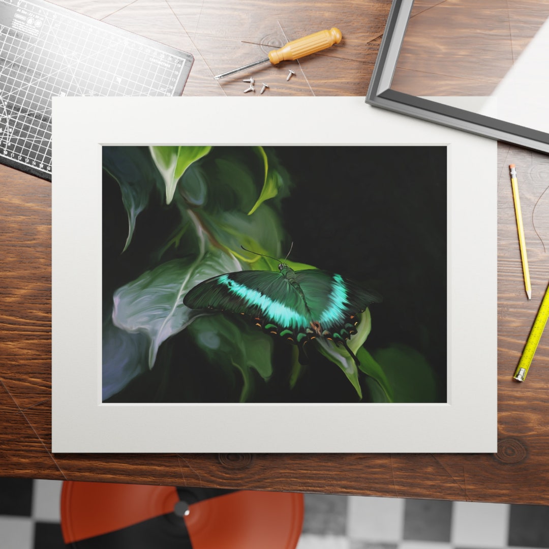 Painted Butterfly at Home - Fine Art Print (passepartout Paper Frame ...
