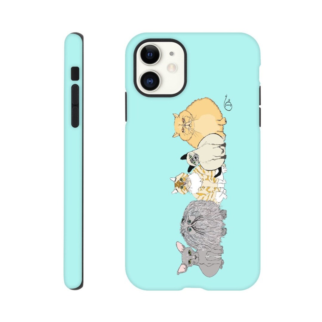 Cat Phone Case Pudgy, Cute and Funny Original Art - Etsy