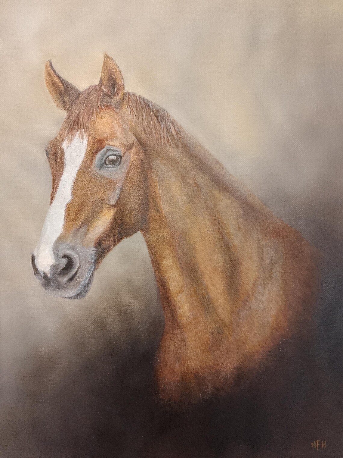 Contented, Horse, Chestnut, Pony, Oil, Oils, Oil Painting, Painting ...