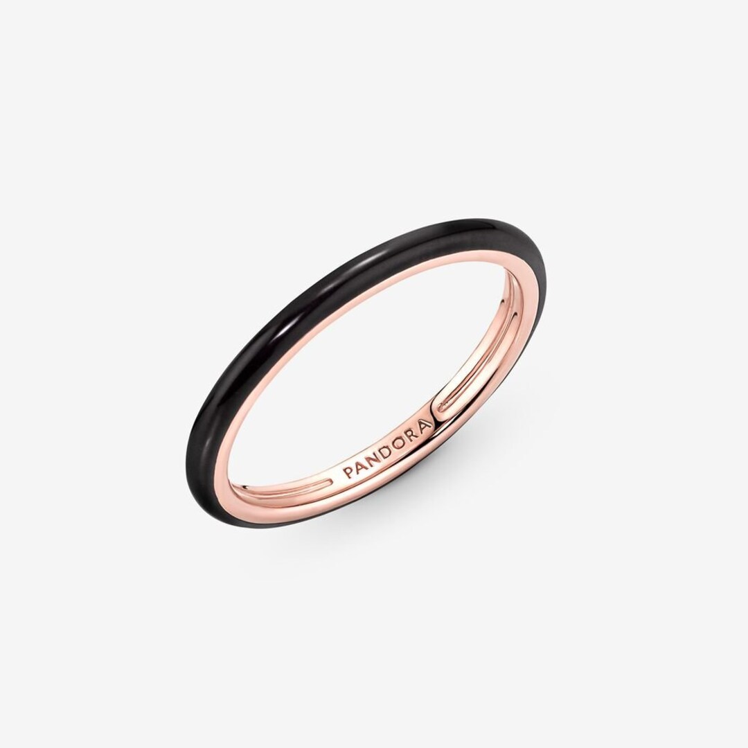 Pandora Me Rose Gold Black Enamel Stacking Ring - Etsy
