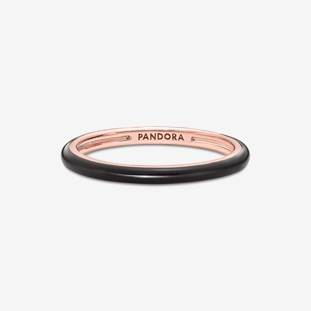Pandora Me Rose Gold Black Enamel Stacking Ring - Etsy