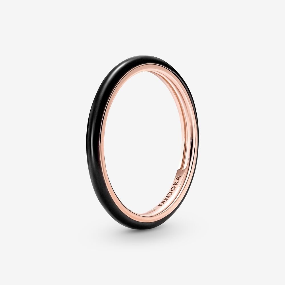 Pandora Me Rose Gold Black Enamel Stacking Ring - Etsy