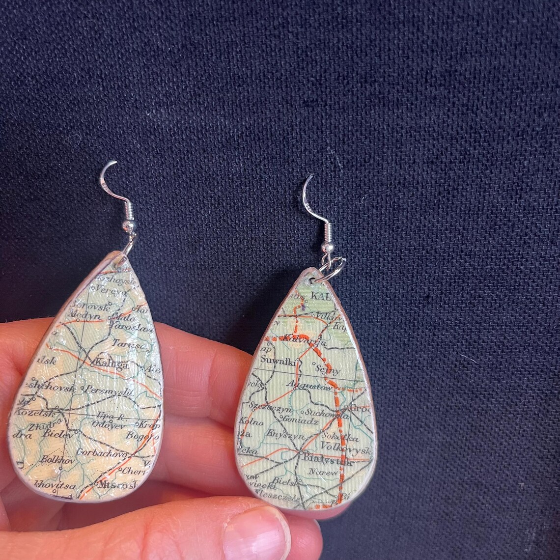 Upcycled Dangle Earrings From Maps - Etsy