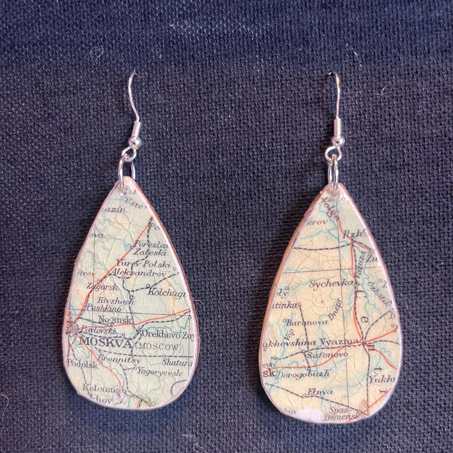 Upcycled Dangle Earrings From Maps - Etsy