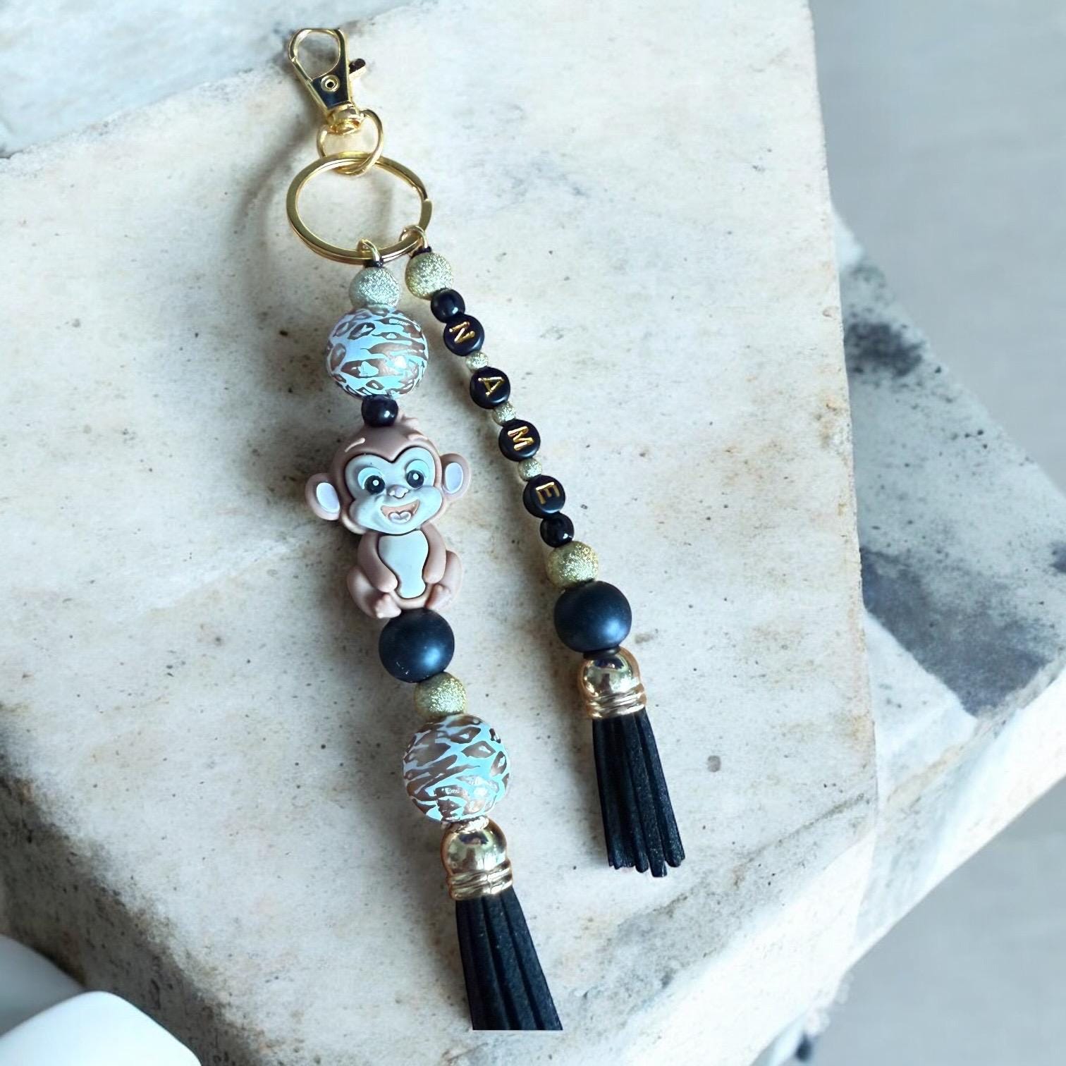 Beaded Monkey Pen and Keyring Set | Personalised Name Gift - Etsy