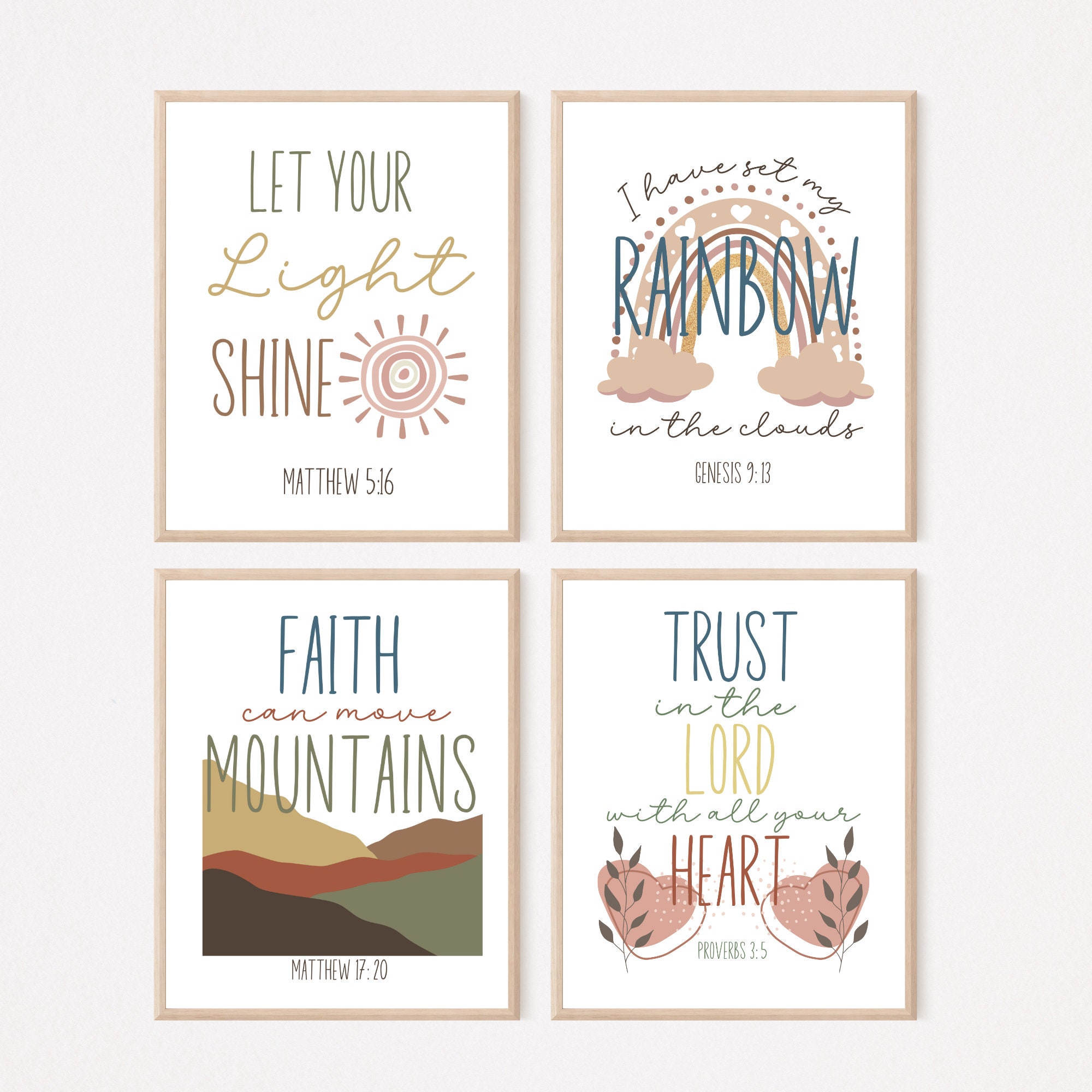 Bible Verse Printable Wall Art Bundle Kids Faith Scripture Poster ...