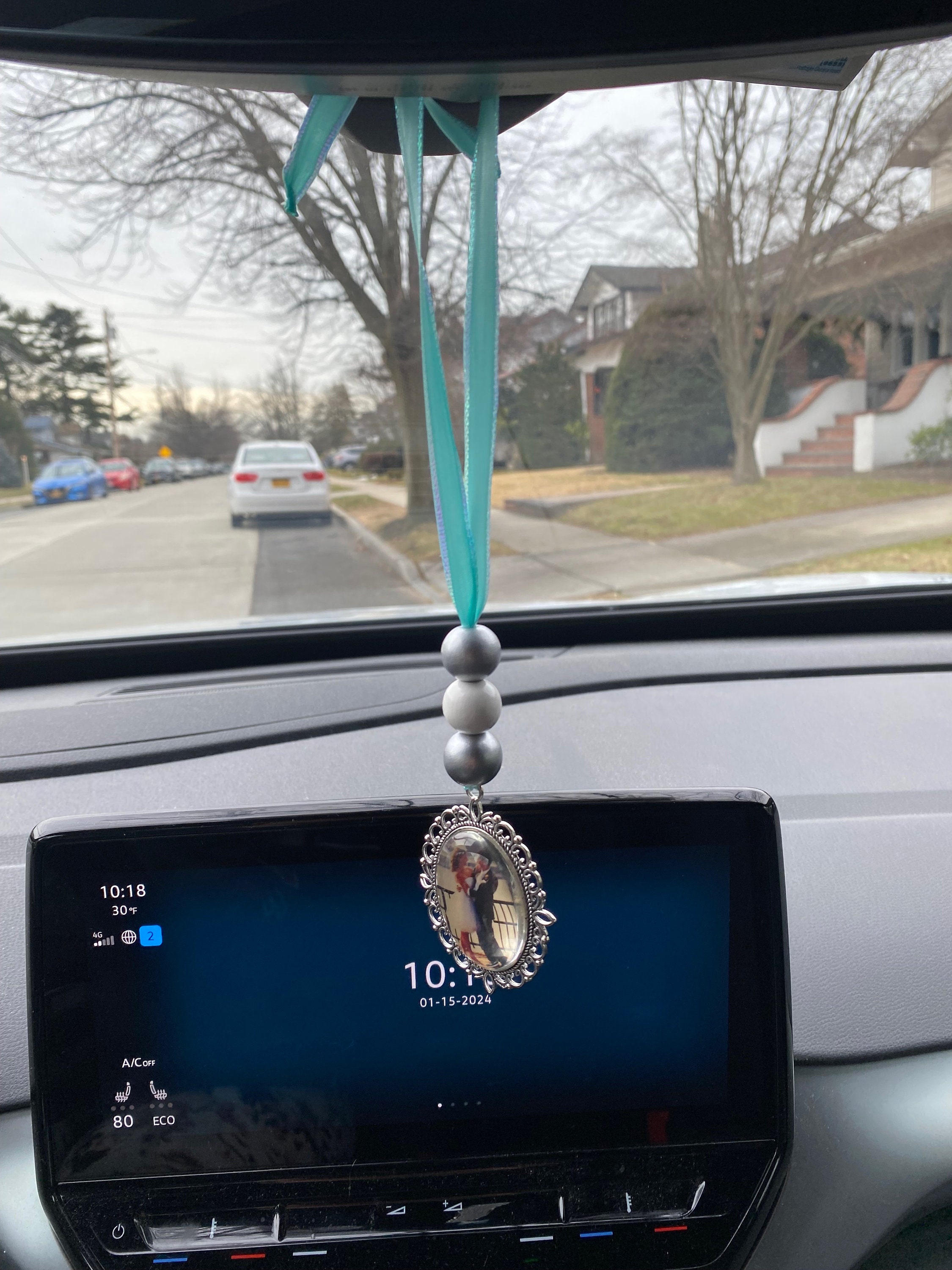 Personalized Antique Metal Photo Frame Ornament, Rearview Mirror Charm ...