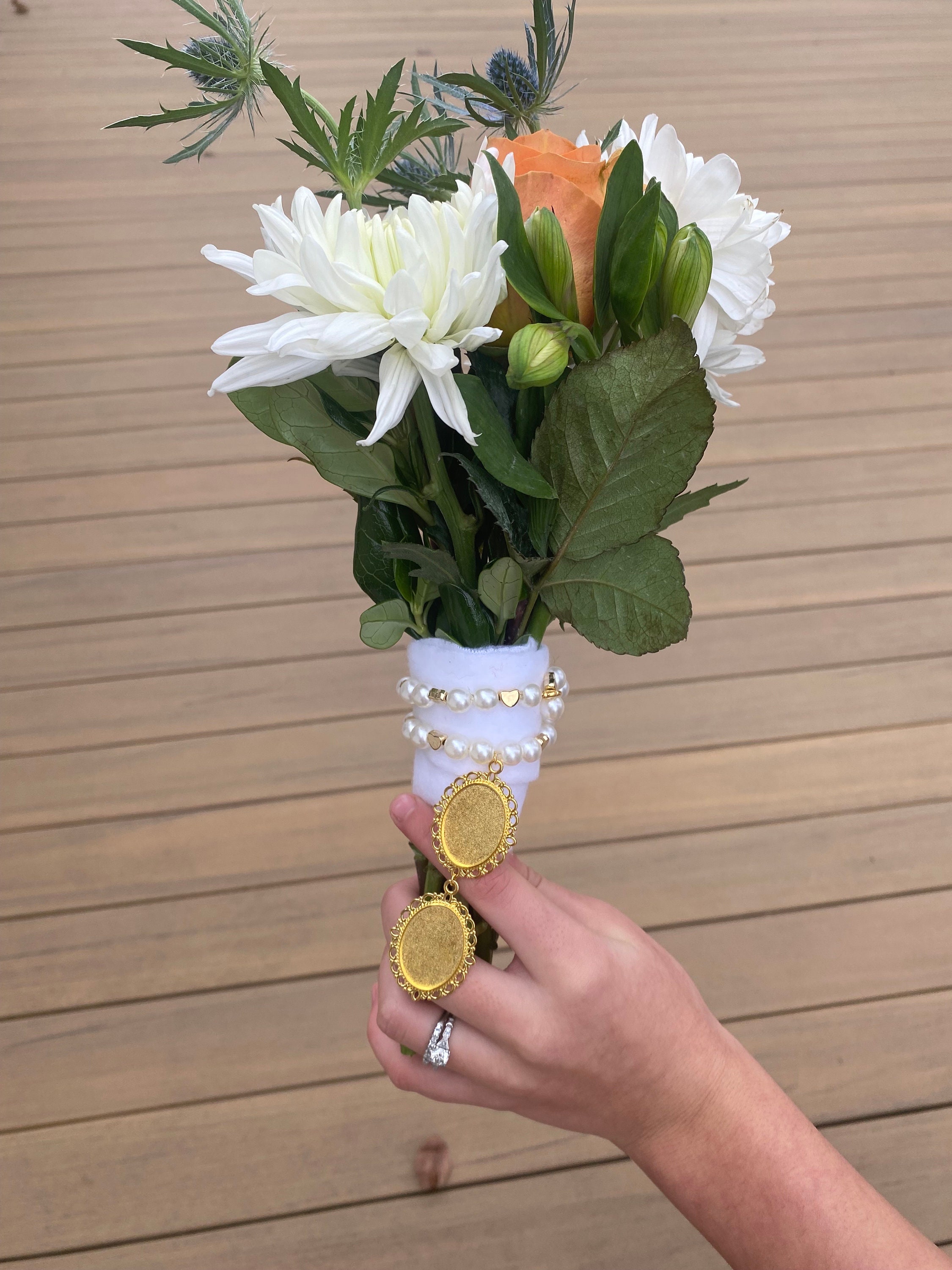 Bouquet Photo Charm, Bouquet Photo Frame Charm, Vintage Frame Charm ...