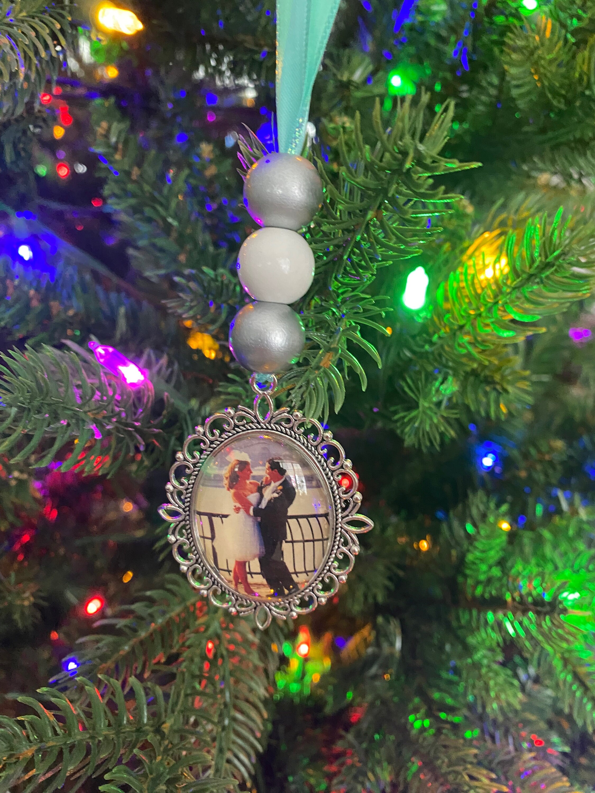 Personalized Antique Metal Photo Frame Ornament, Rearview Mirror Charm ...