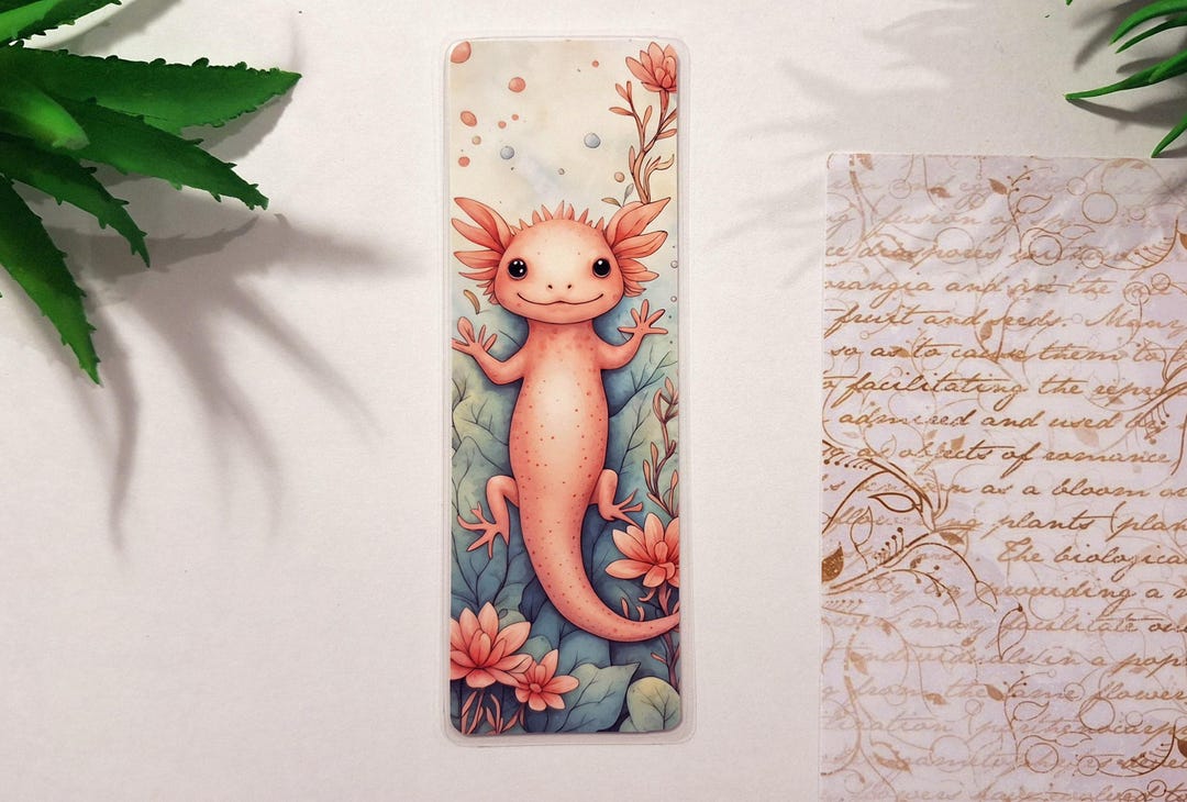 Axolotl Bookmark - Laminated Bookmark - Animal Bookmark - 2x6 Inches - Etsy