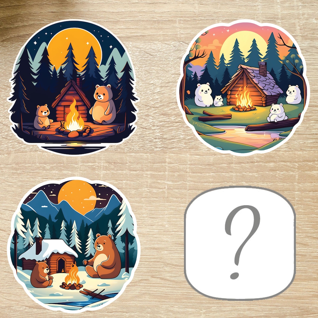 Bear Stickers Cute Camping Bears Vinyl Stickers Waterproof Vinyl ...