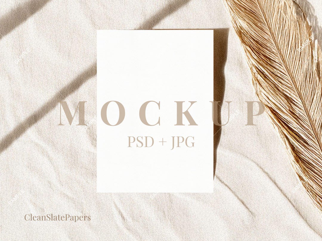 5x7" Vertical Neutral Card Mockup, Stationery Mockup, Modern Greeting ...