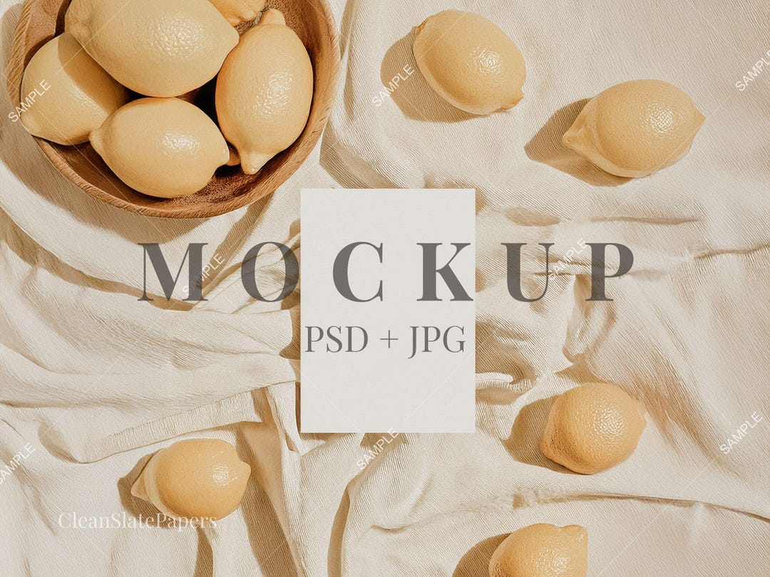 5x7" Organic Lemon Mockup, Modern Mockup, Stationery Card Mockup ...