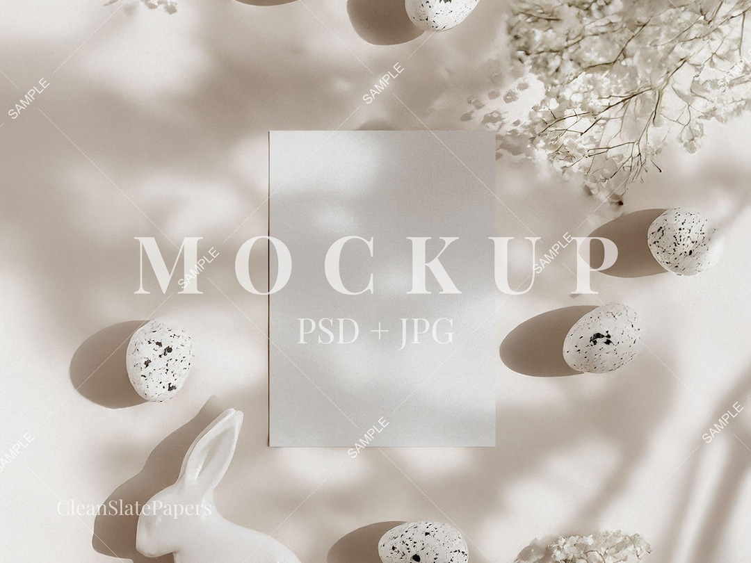 5x7" Bunny Easter Mockup, Spring Mockup, Stationery Card Mockup ...