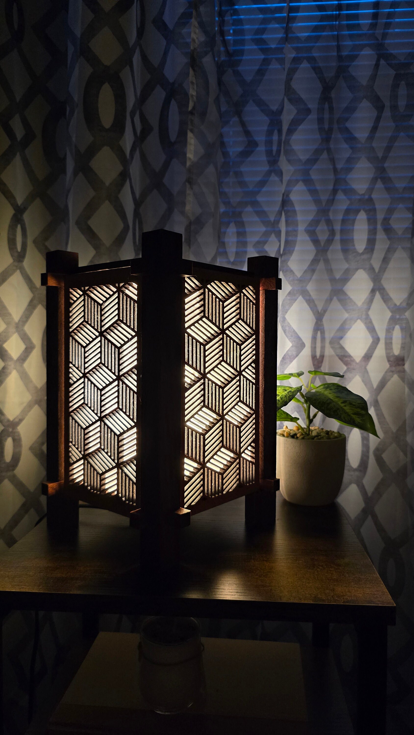 Wooden Shoji Lamp, Decorative Hand Crafted Lamp, Home Decor, Lantern ...