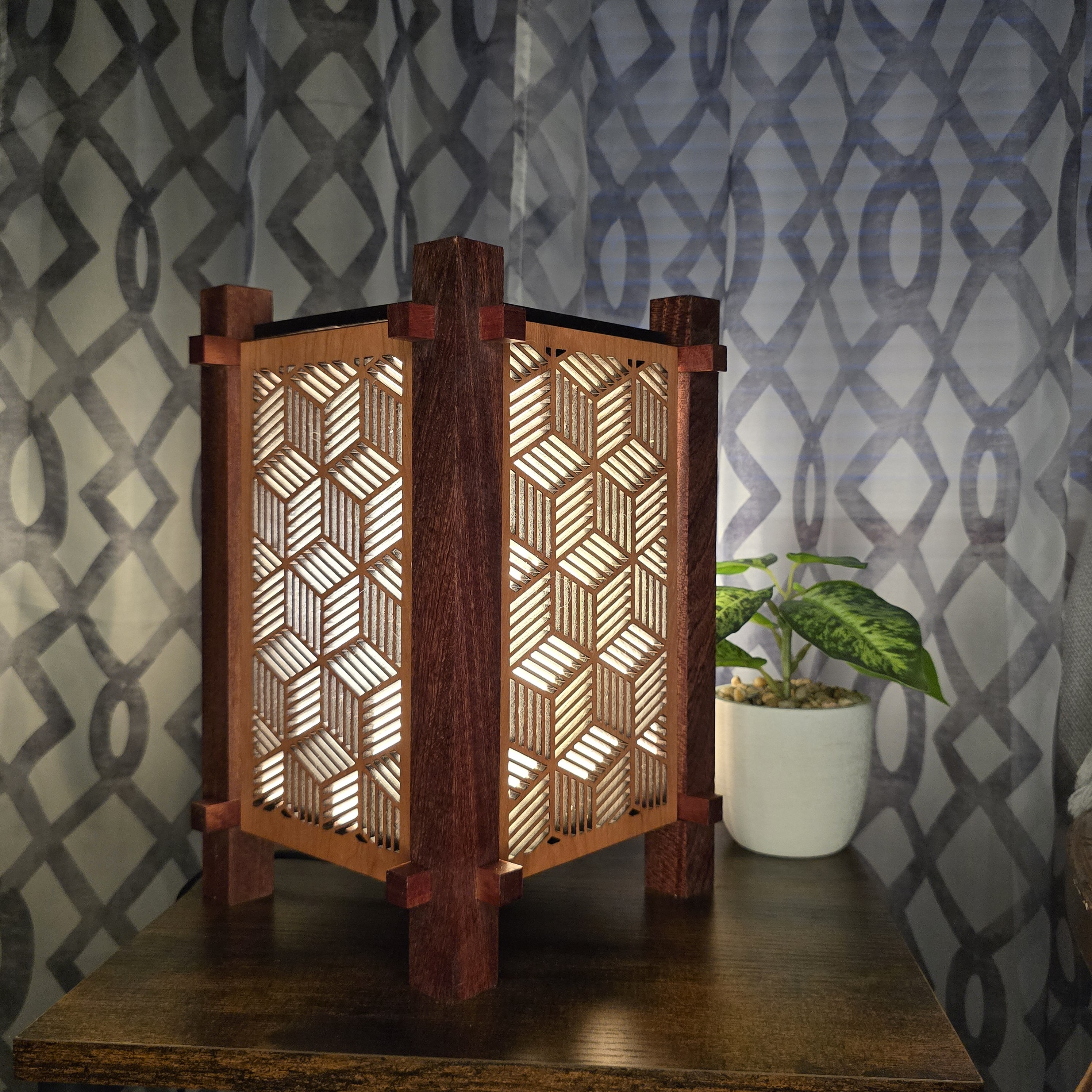 Wooden Shoji Lamp, Decorative Hand Crafted Lamp, Home Decor, Lantern ...
