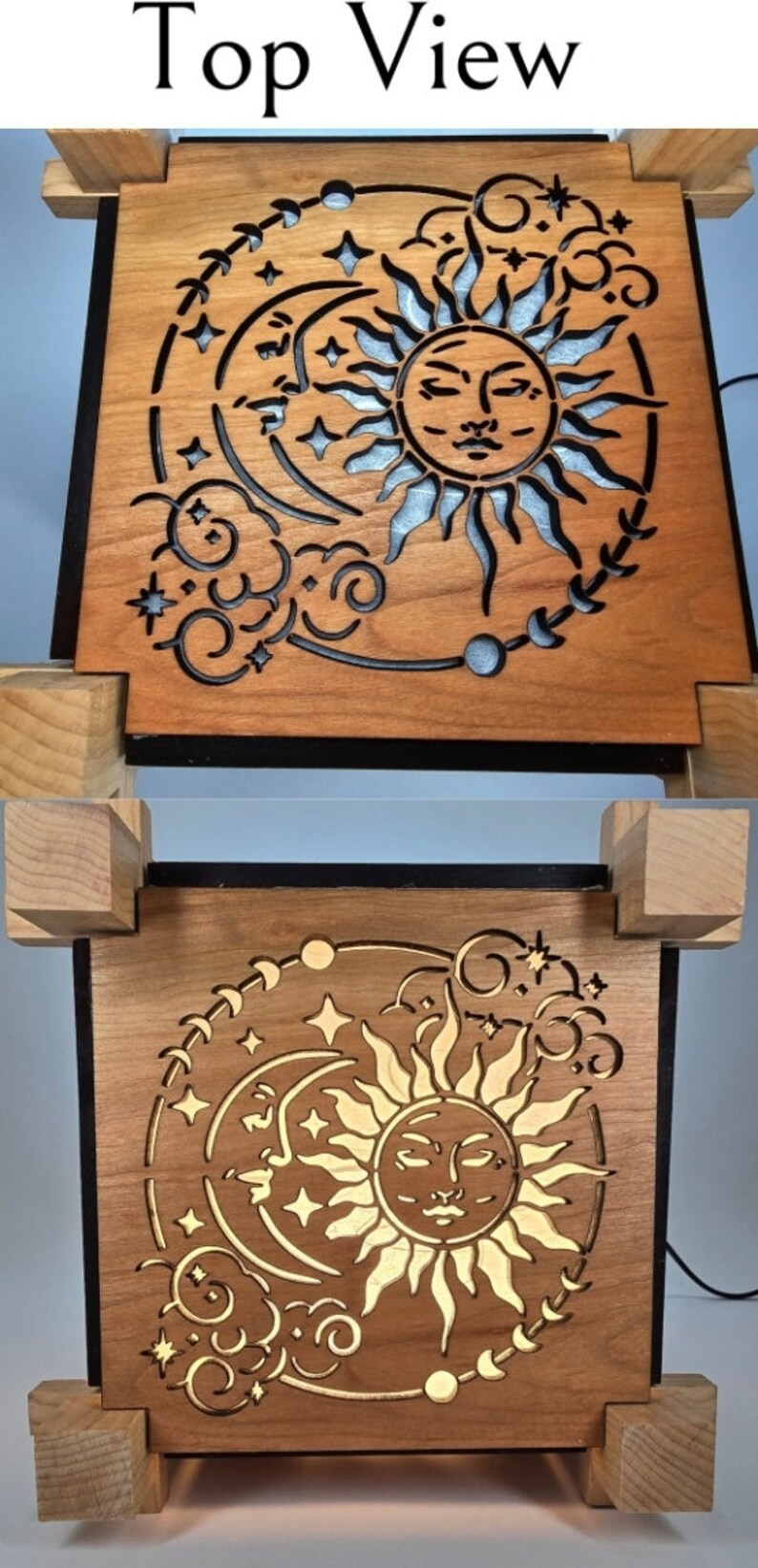 Wooden Shoji Lamp, Sun and Moon Lamp, Celestial, Maple, Cherry ...
