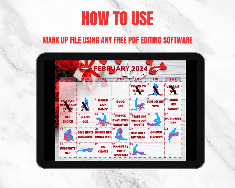 February 2024 Printable Sex Calendar For Couples Daily Sex Activitiesadult Calendar For Kinky