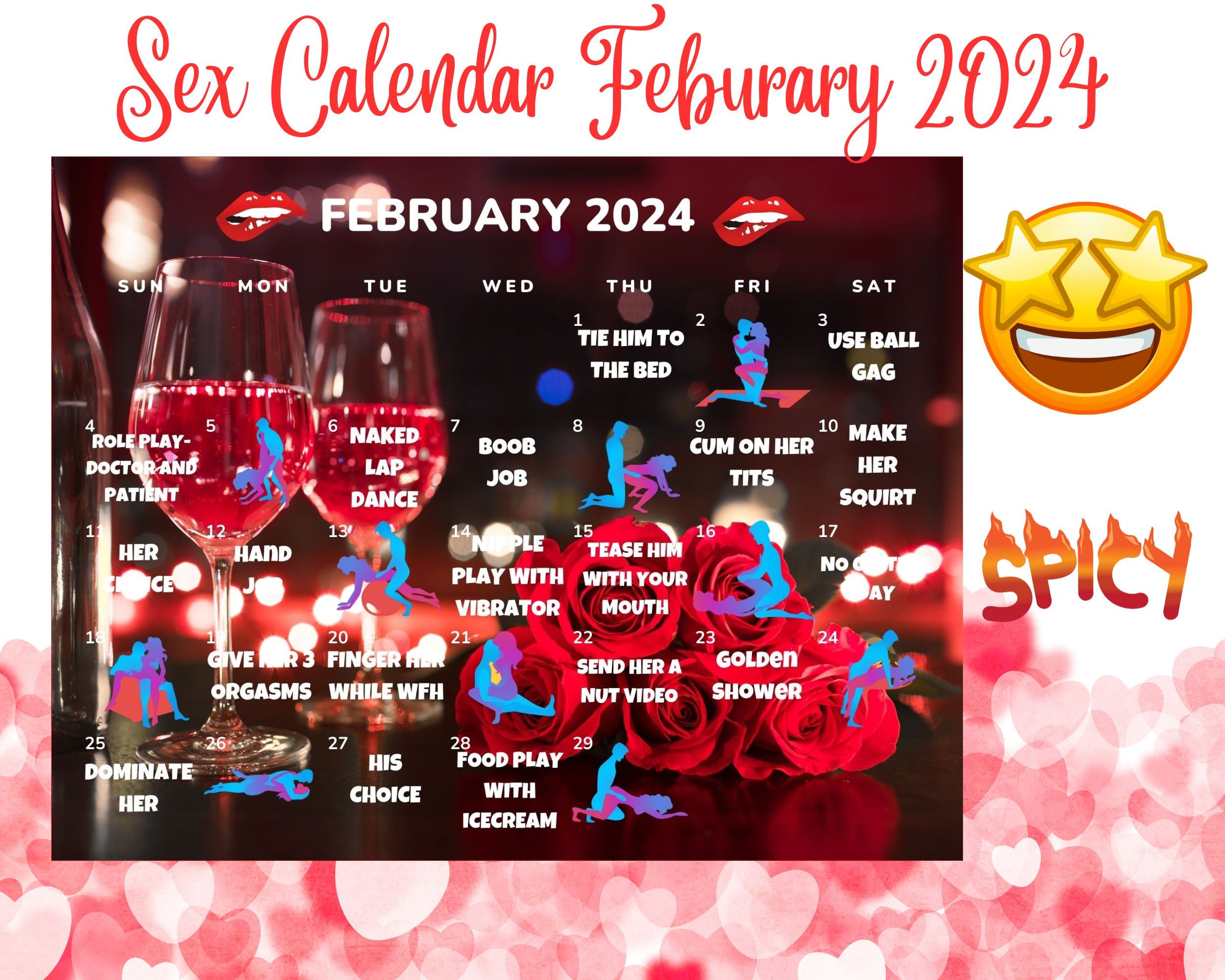 February 2024 Printable Sex Calendar For Couples Daily Sex Activities