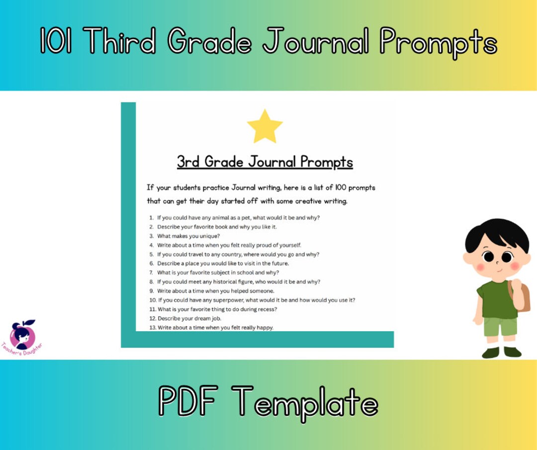 101 Daily Writing Journal Prompts for 3rd Grade Learners - Etsy