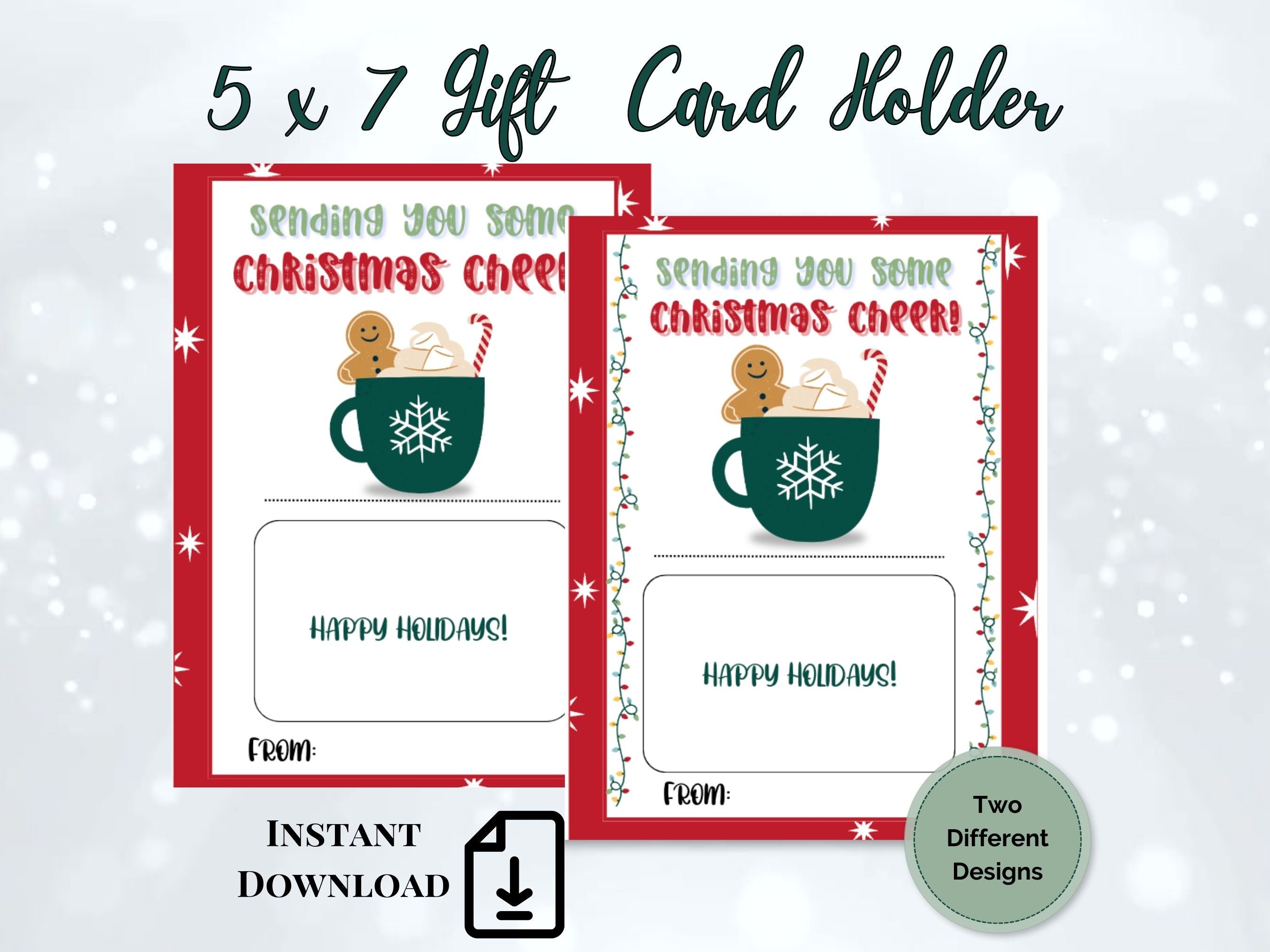 Printable Christmas Cheer Gift Card Holder Christmas Gift Card Holder ...