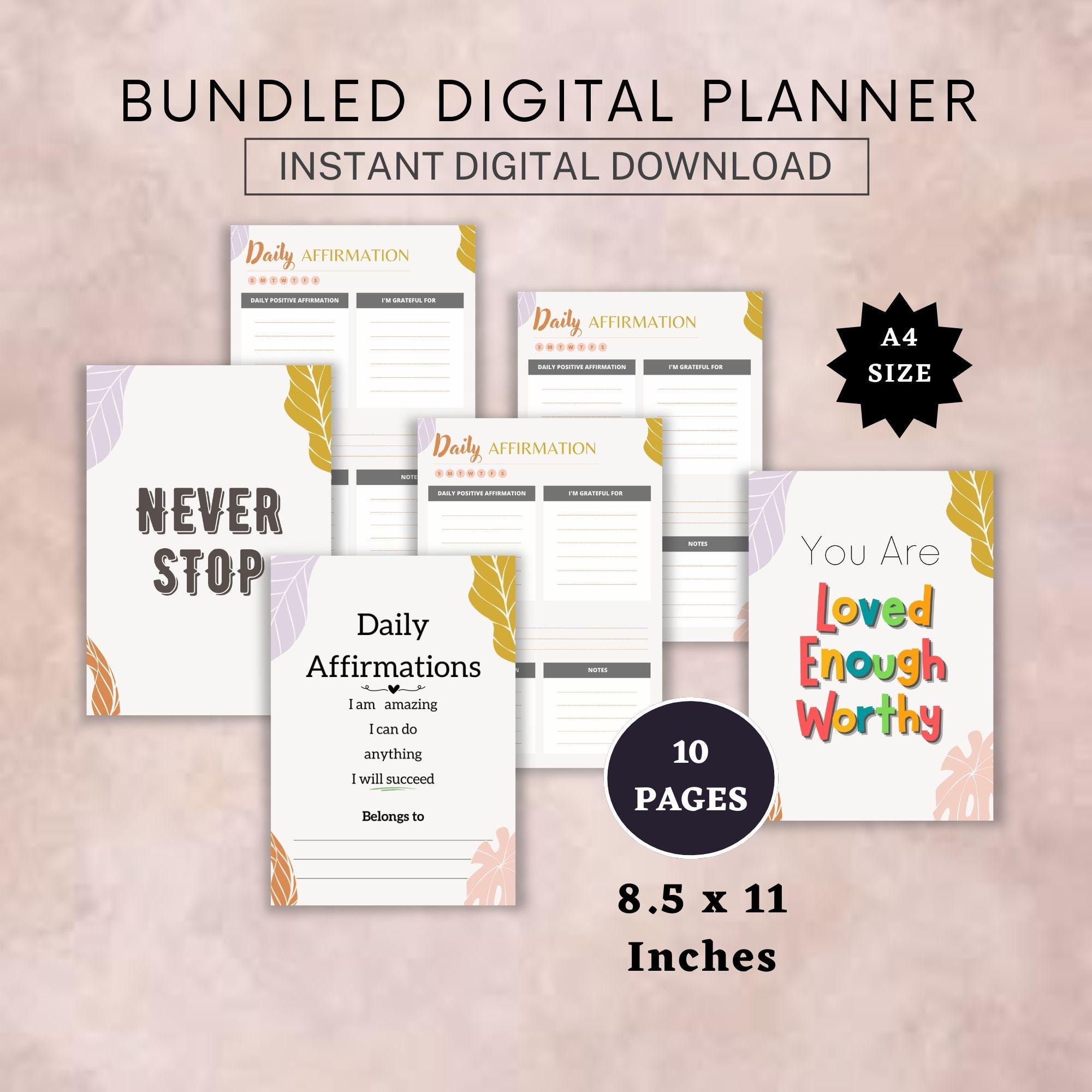 Daily Affirmations Journal – Self-care Digital Planner, Mindset ...