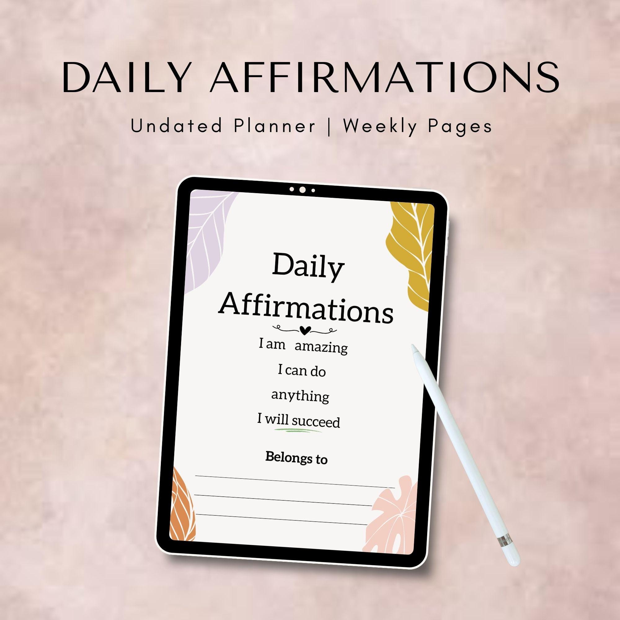 Daily Affirmations Journal – Self-care Digital Planner, Mindset ...